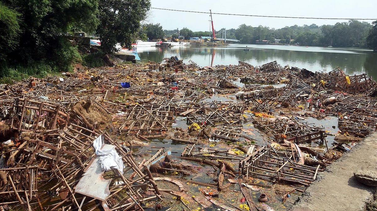 Ghats, Water Bodies Littered With Leftover Material In Bhopal