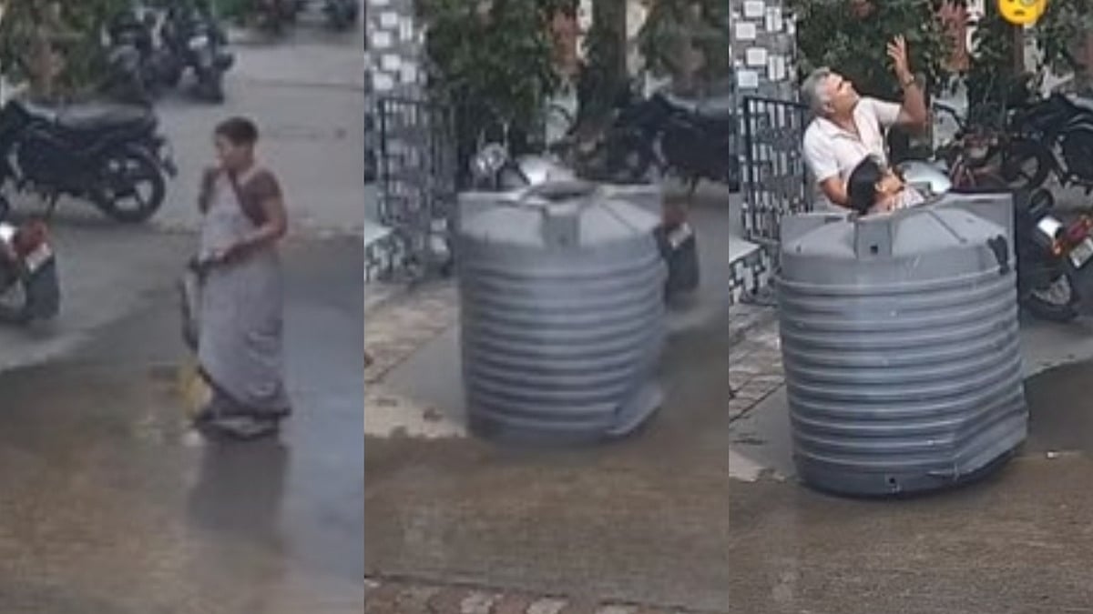 Viral Video: Miraculous Escape For Woman As Water Tank Directly Falls ...