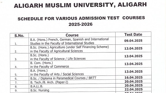 AMU 2025 Admission Test Timetable Released At amucontrollerexams.com ...