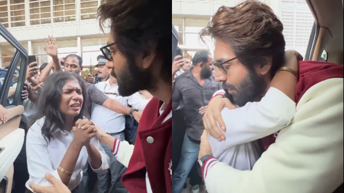 Kartik Aaryan Hugs Emotional Female Fan During Visit To Mumbai's DY ...