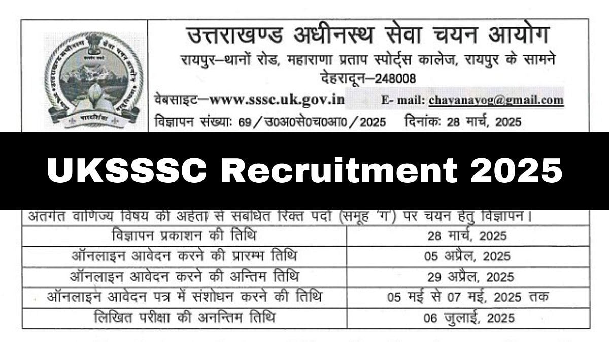 UKSSSC Recruitment 2025: Registration Begins For Assistant Accountant ...