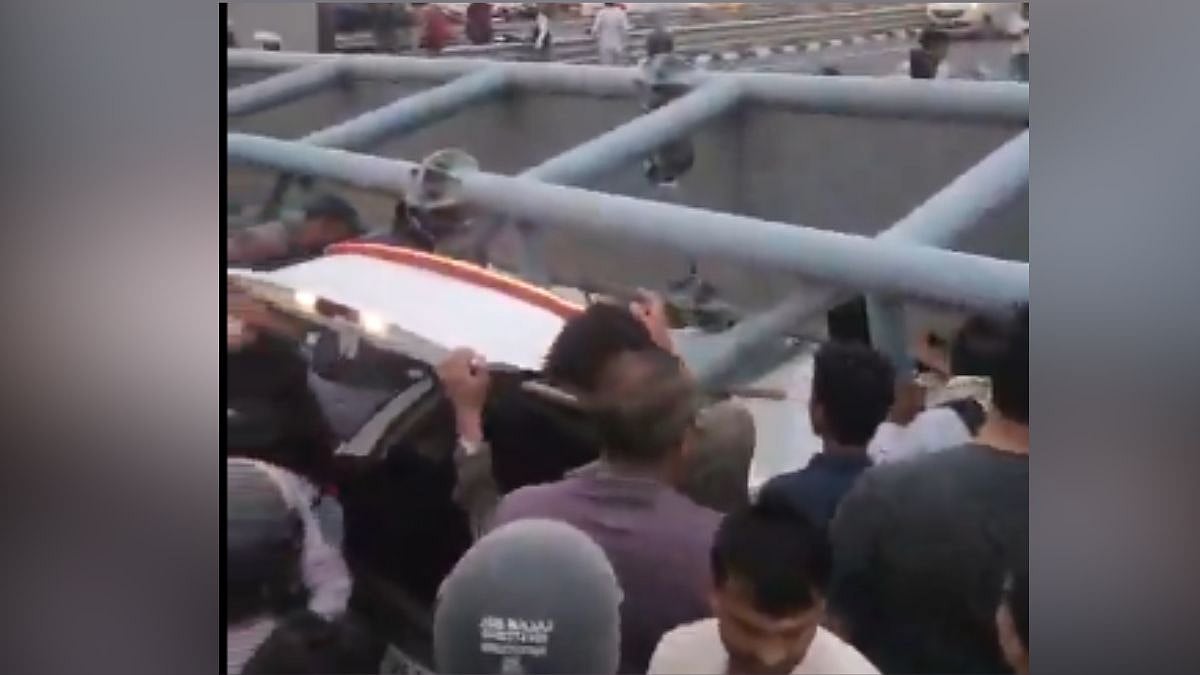 Chilling Visuals: Moving Car Crushed As Iron Gate Collapses At Dwarka ...