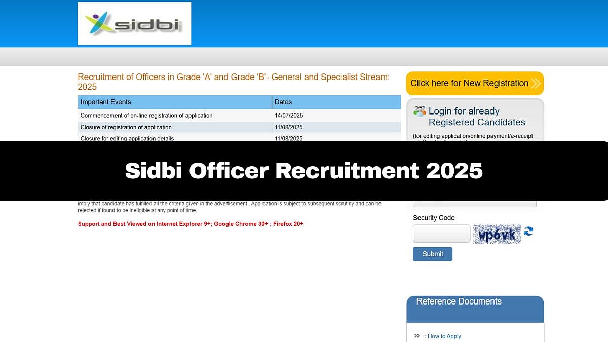 Sidbi Officer Recruitment 2025: Application Process For Grade A, B ...