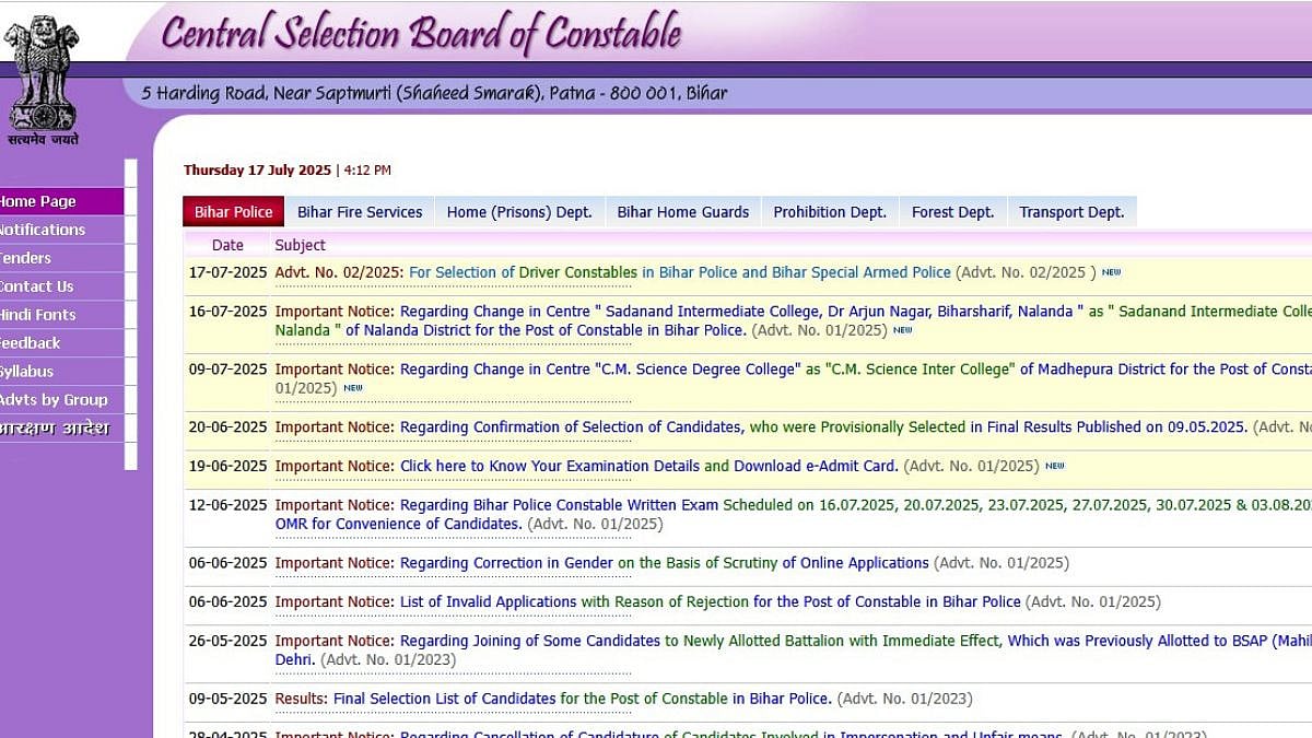 Bihar CSBC Constable Recruitment 2025: Notification Out For 4361 Posts ...