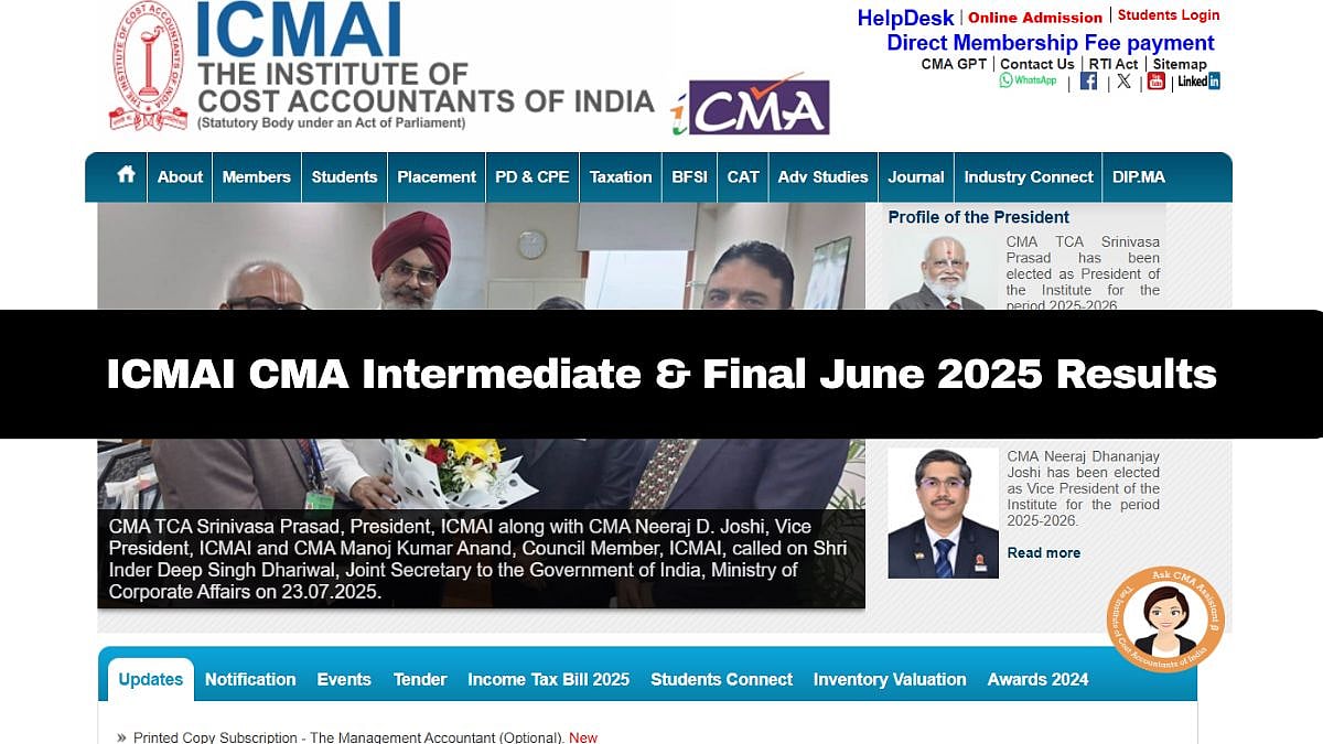 ICMAI CMA Intermediate & Final June 2025 Results To Be Out Tomorrow; Details Here