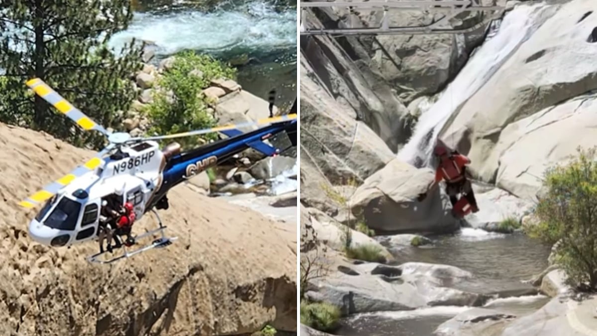 VIDEO: US Man Rescued By Helicopter After Being Trapped Behind ...