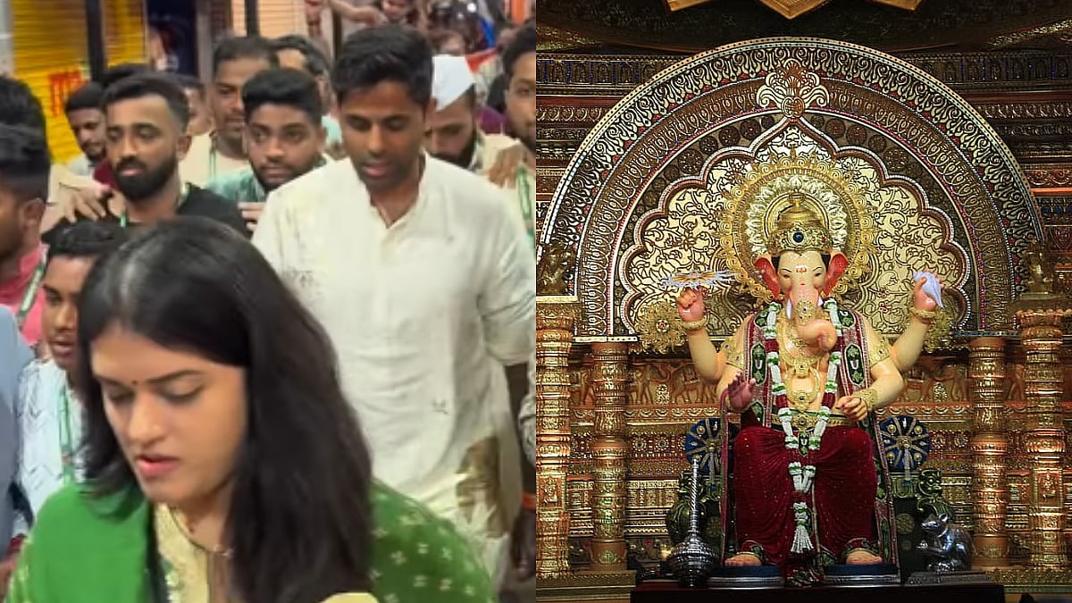 Ganpati Bappa Morya! Suryakumar Yadav Visits Lalbaugcha Raja With His ...