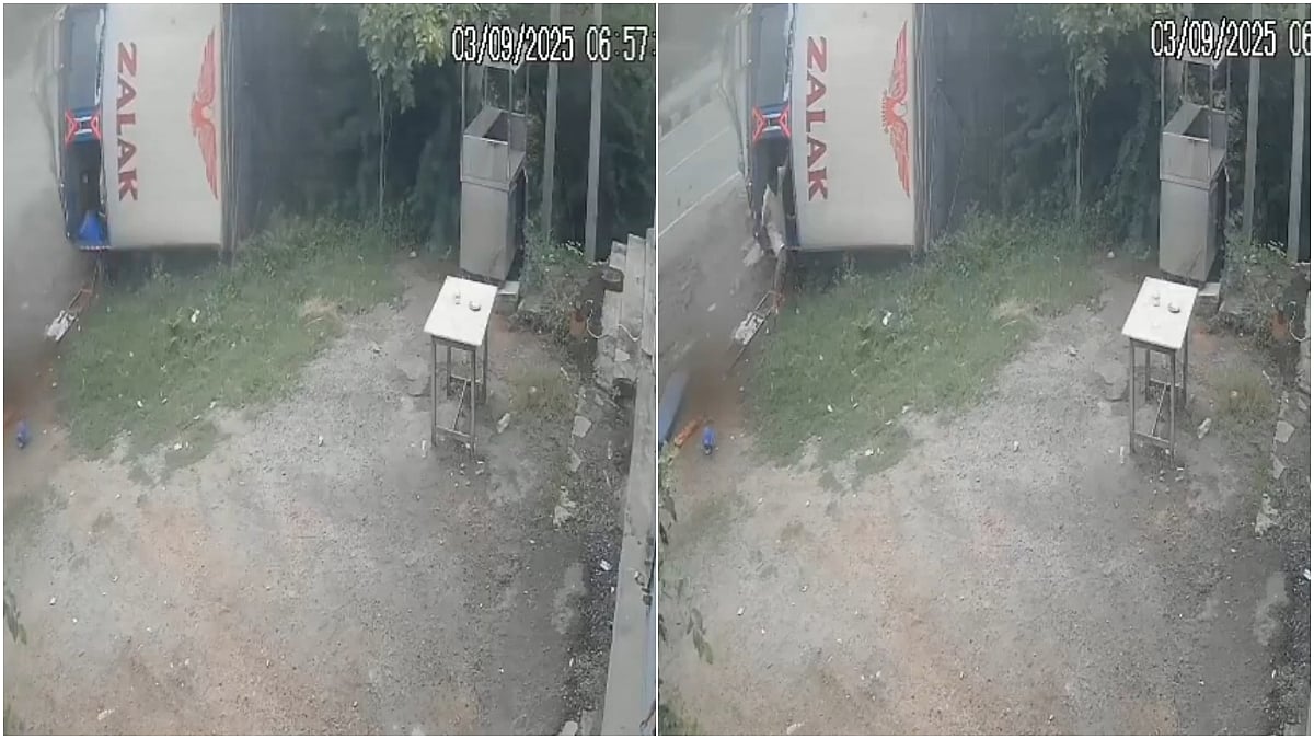 Dramatic Video: Speeding Lorry Overturns After Crashing Into Culvert in ...