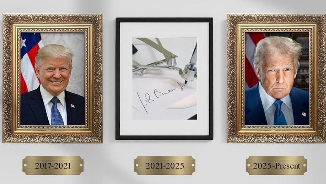 VIDEO: Donald Trump Replaces Joe Biden's Portrait With 'Autopen' At ...