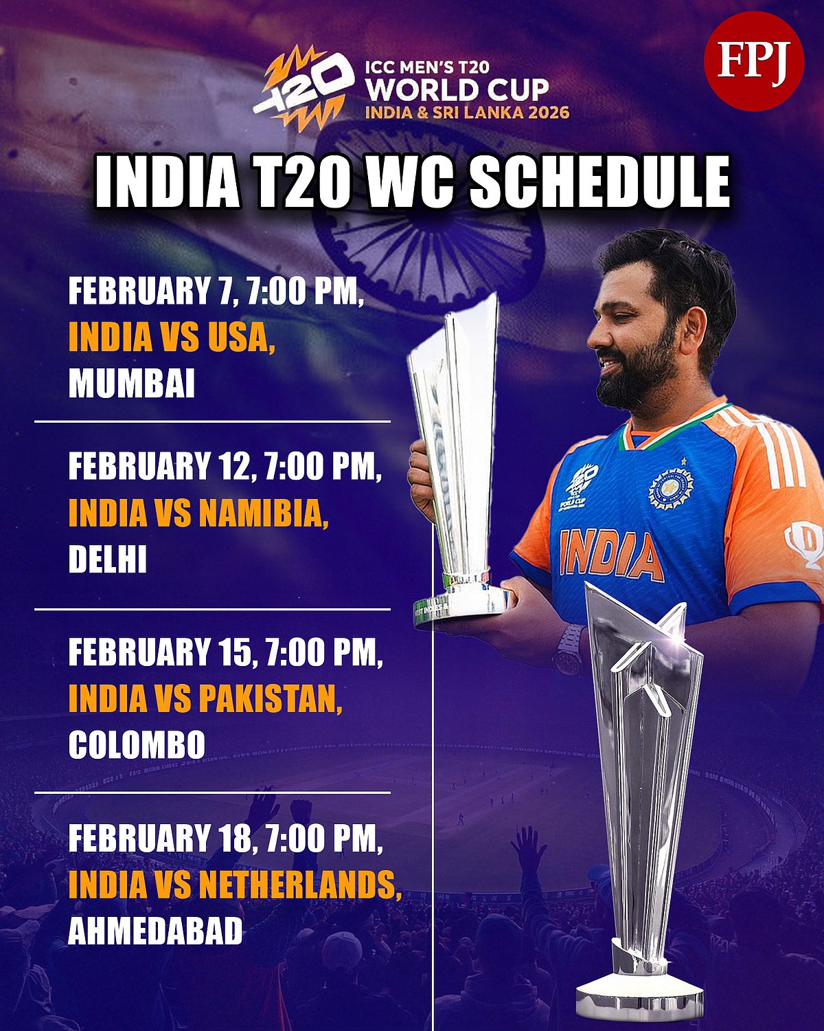 India's ICC T20 World Cup 2026 Schedule: India To Play USA In Mumbai ...