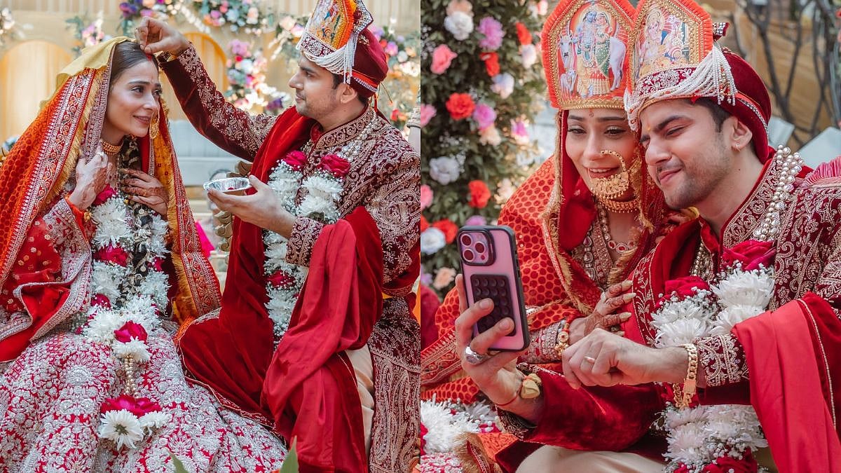Sara Khan Turns Pahadi Bride In Classic Red Lehenga & Gold Jewellery ...