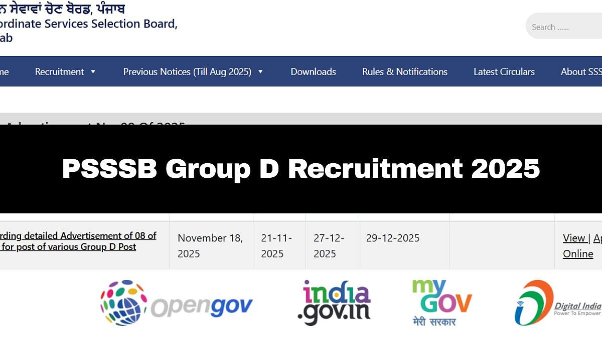 PSSSB Group D Recruitment 2025: Number Of Vacancies Increased To 406 ...