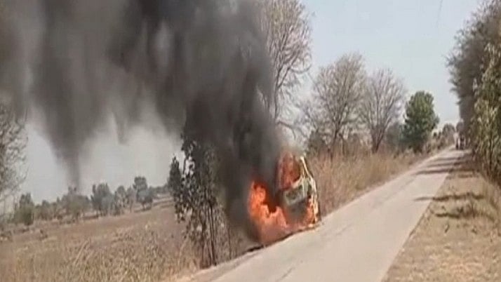 Moving Car Catches Fire, Leaving One Passenger With Burn Injuries