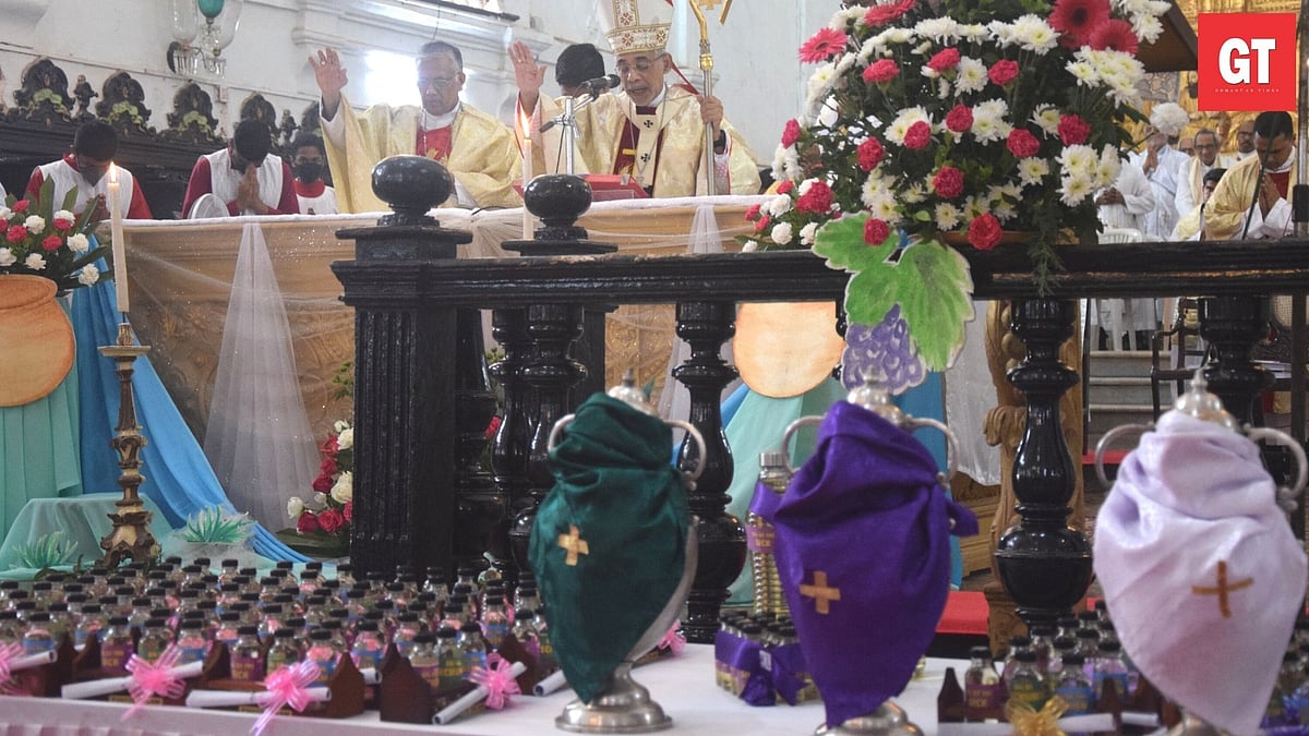 Blessing of the holy oils and annual Chrism mass held at Old Goa ...