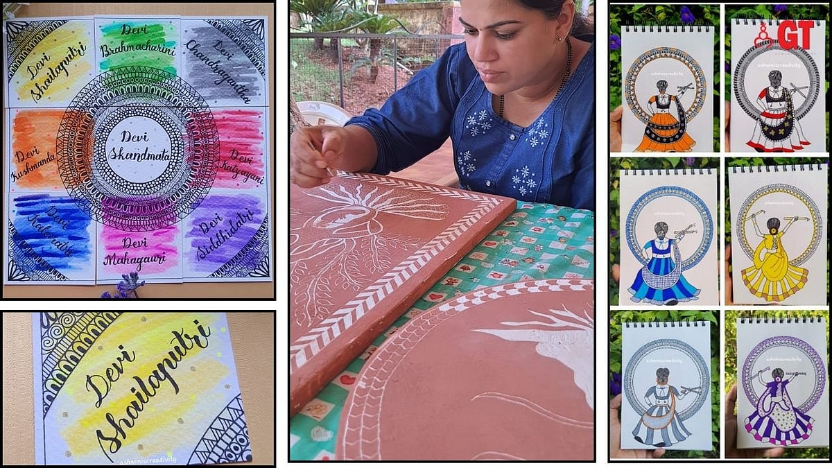 A Goan artist's colourful tribute to 'Navratri' |Gomantak Times