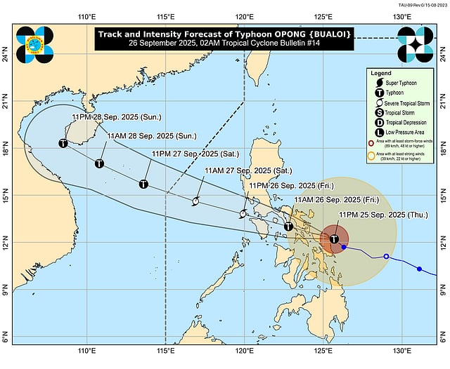 Typhoon Opong (Bualoi): Signal No. 3 up in eastern Philippine provinces