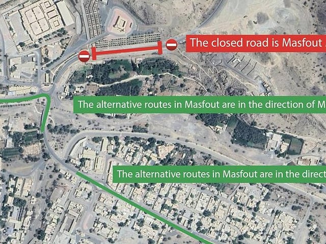 Ajman Police announce temporary road closure for Masfout Gate project
