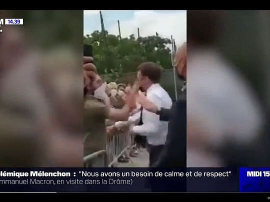 Video: France’s Macron slapped in the face during walkabout