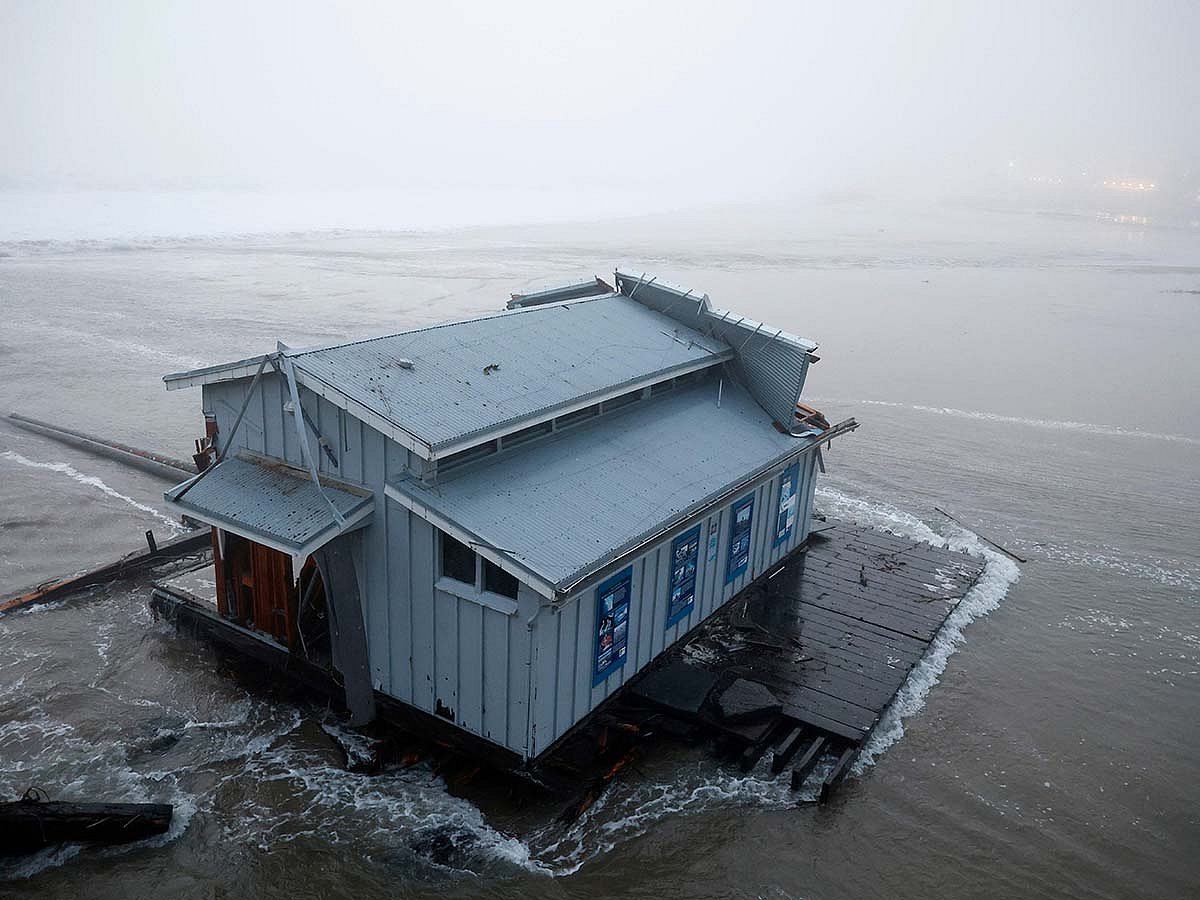 Watch: Pier breaks off, floats away in heavy California storm