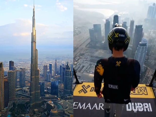 Sheikh Hamdan shares an adrenaline-packed base jump video from Burj Khalifa