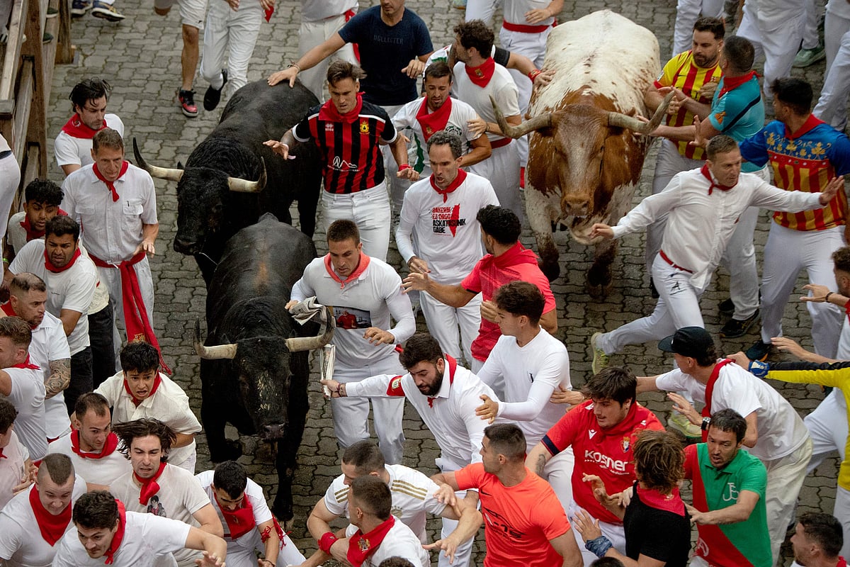 First bull run of San Fermin festival in Pamplona