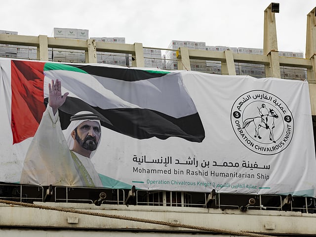 UAE Humanitarian Aid: Mohammed bin Rashid Ship Delivers Food to Gaza