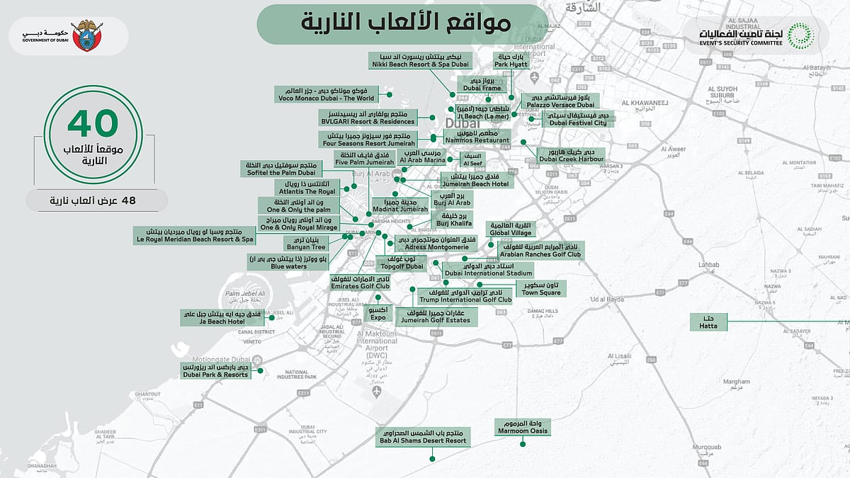 Dubai NYE 2026 Fireworks: 48 Spectacular Shows Across 40 Iconic Locations