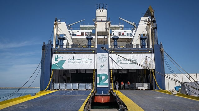 UAE's Saqar Humanitarian Ship Delivers 4,000 Tonnes of Aid to Gaza