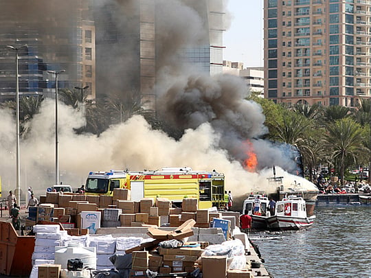 Dhow catches fire at Deira Creek