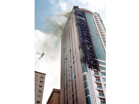 Terrified residents rescued from burning Sharjah tower