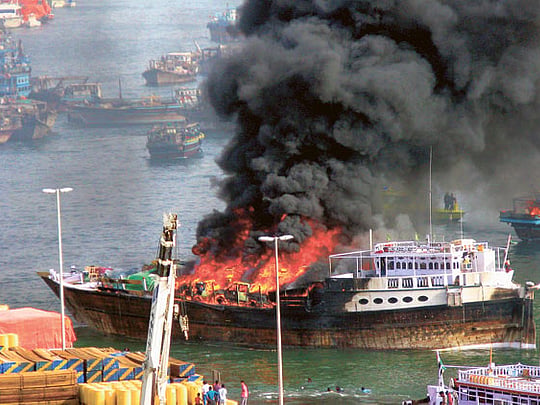 Two hurt in boat fire opposite Deira Creek