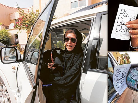 Veil behind wheel in Saudi Arabia