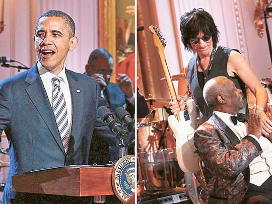 Obama belts out blues