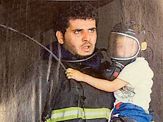 Saudi firefighter becomes instant hero