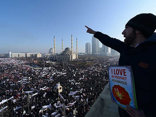 Chechnya holds huge rally over Charlie Hebdo cartoons