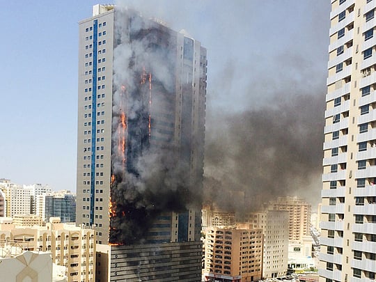 Video: Massive fire erupts in Sharjah high-rise tower