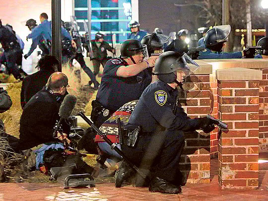 2 officers shot at protest at Ferguson police station