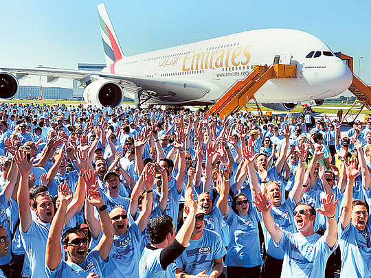The Airbus A380, the flagship of the Emirates fleet