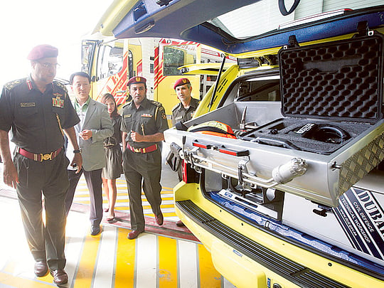 New Dubai fire trucks pump water 32 floors