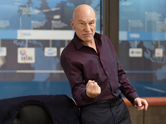 Patrick Stewart flexes his comedy muscle