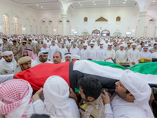 UAE leaders join funeral prayers for Emirati soldiers