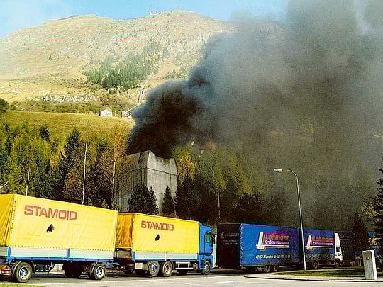October 24, 2001: 11 killed in Gotthard tunnel crash