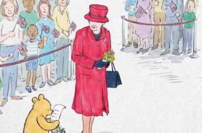 Winnie-the-Pooh meets Queen Elizabeth in birthday story