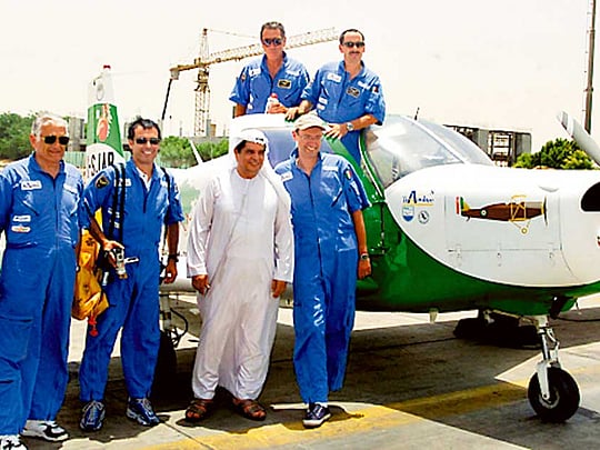 July 30, 2001: Pilots on memory trip stop in Sharjah