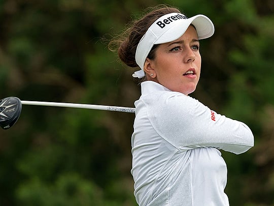 Hall aims for fame with caddie boyfriend by her side