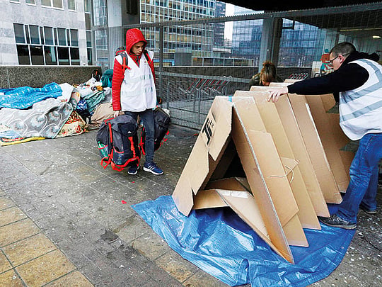 Cardboard tents distributed to Brussels homeless