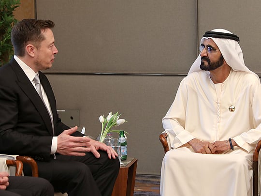 Mohammad Bin Rashid receives Tesla founder