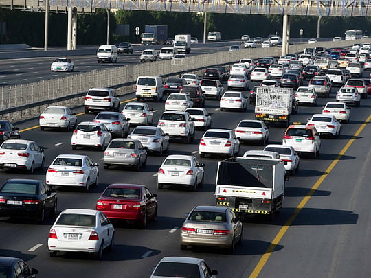 Multi-vehicle crash causes traffic congestion on Dubai road