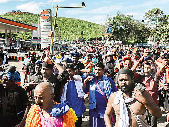Sabarimala temple opens Monday, pilgrims protest at Erumeli