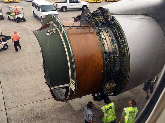 Engine casing blows off United Airlines plane mid-flight